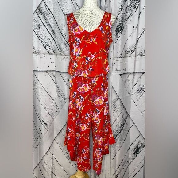 G.I.L.I. | Pants & Jumpsuits | Gilifloral Jumpsuit Drop Waistband Redm ...